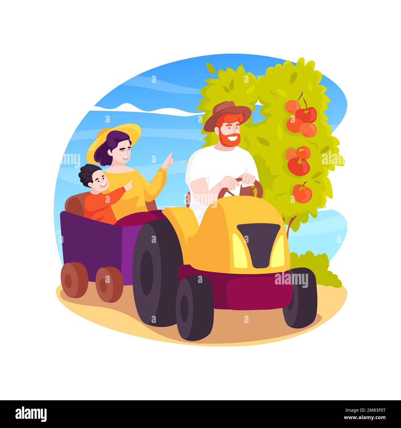 Farm tractor train ride isolated cartoon vector illustration Stock ...