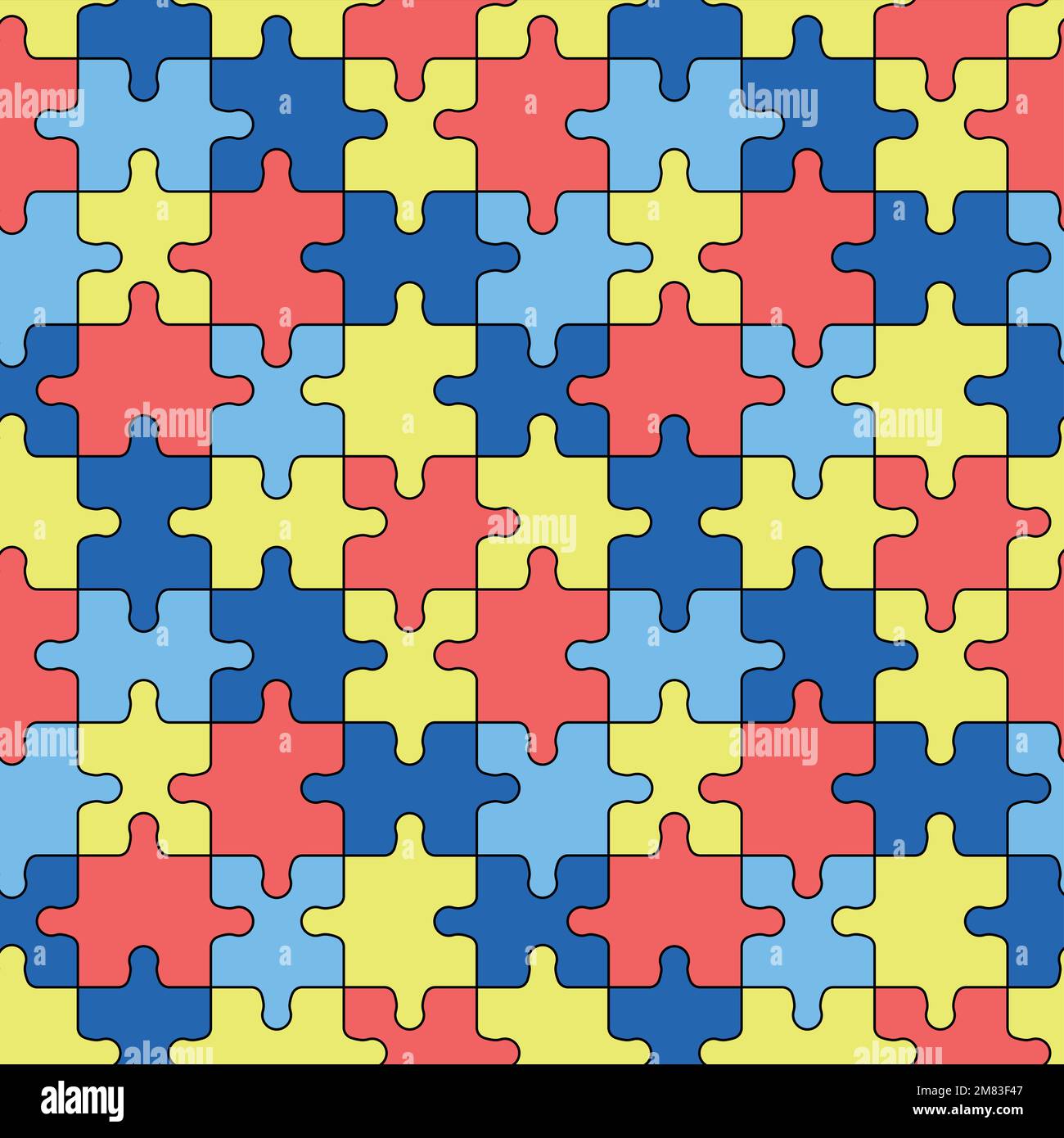 Autism puzzles pattern. Seamless background with outline colorful ... Autism puzzles pattern. Seamless background with outline colorful ...