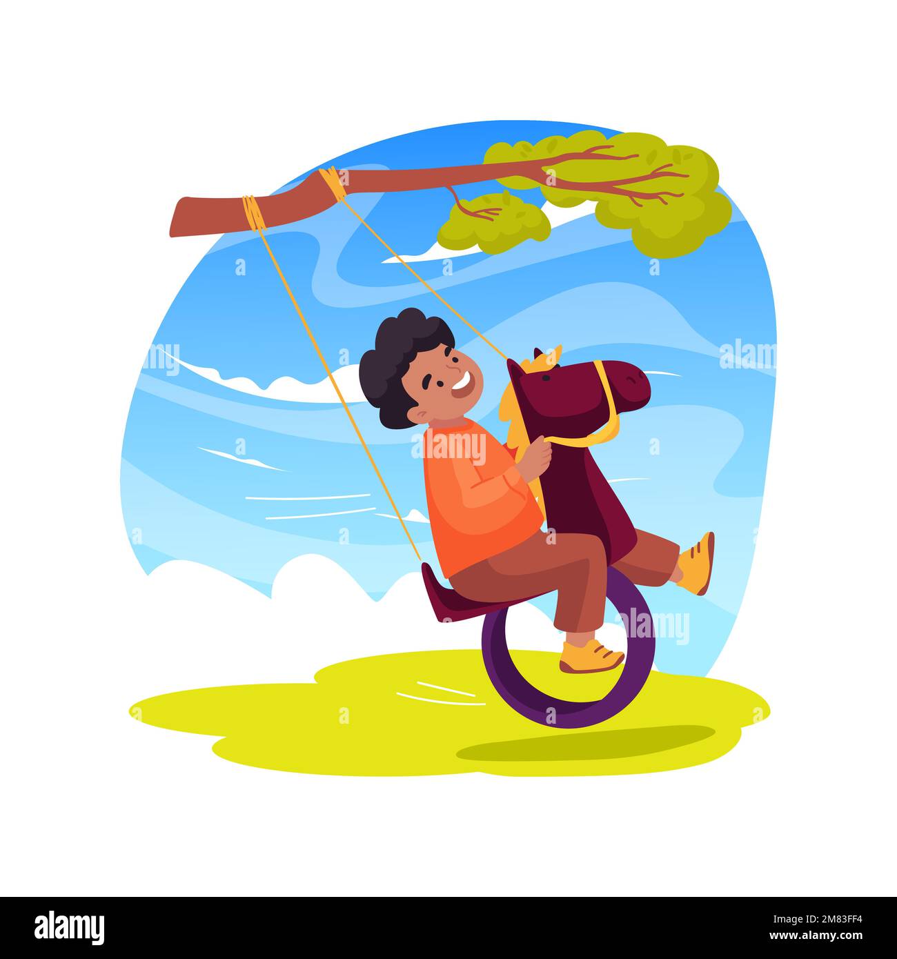 Horse tire swing isolated cartoon vector illustration Stock Vector ...