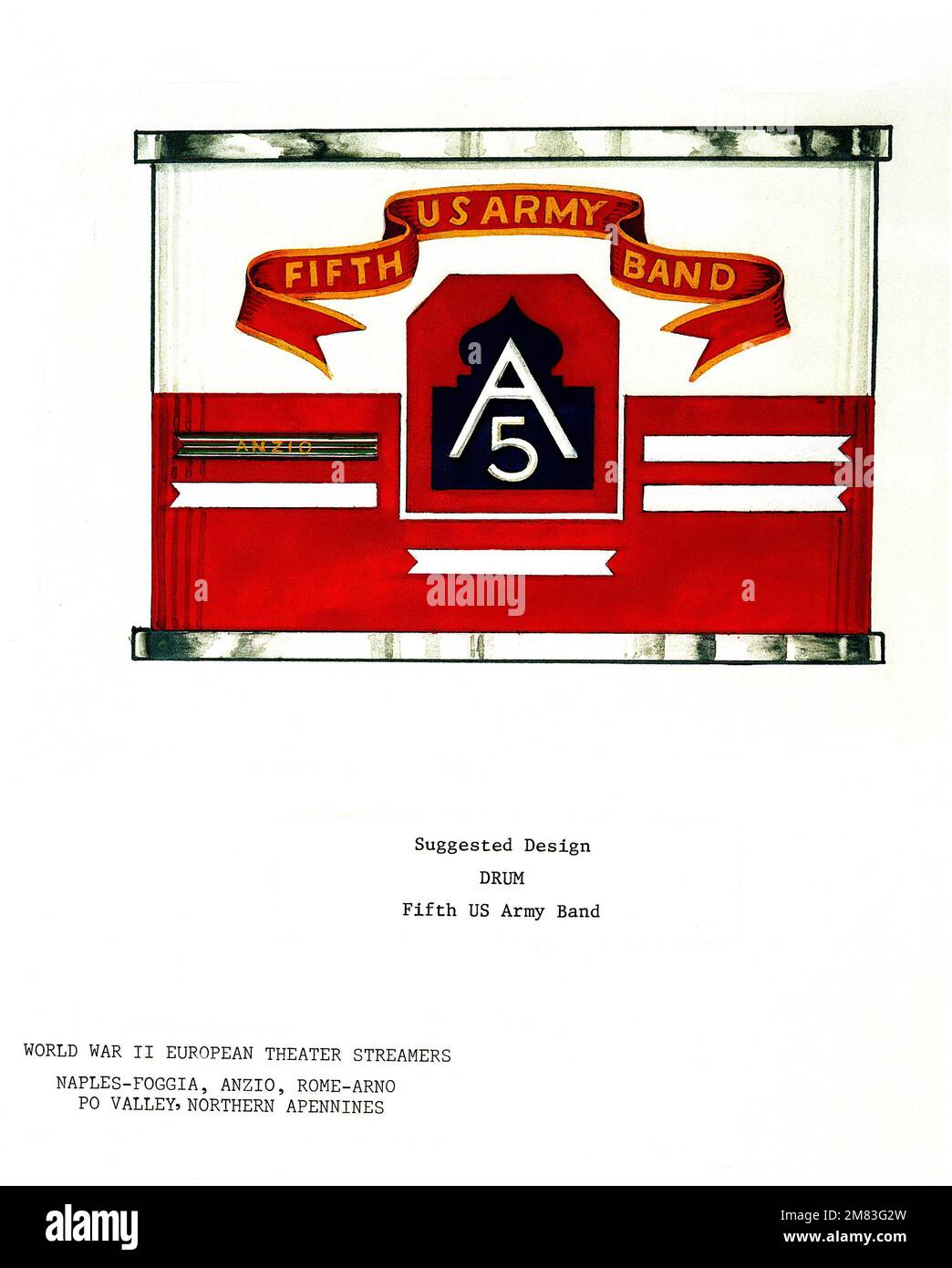 Suggested drum design for: Fifth US Army Band. Country: Unknown Stock Photo - Alamy