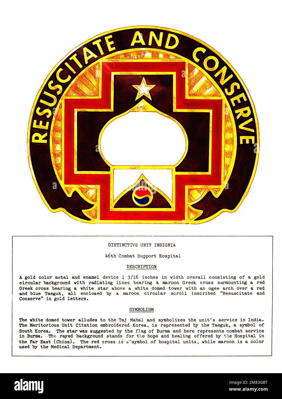 Unit insignia for: 46th Combat Support Hospital. Country: Unknown Stock ...