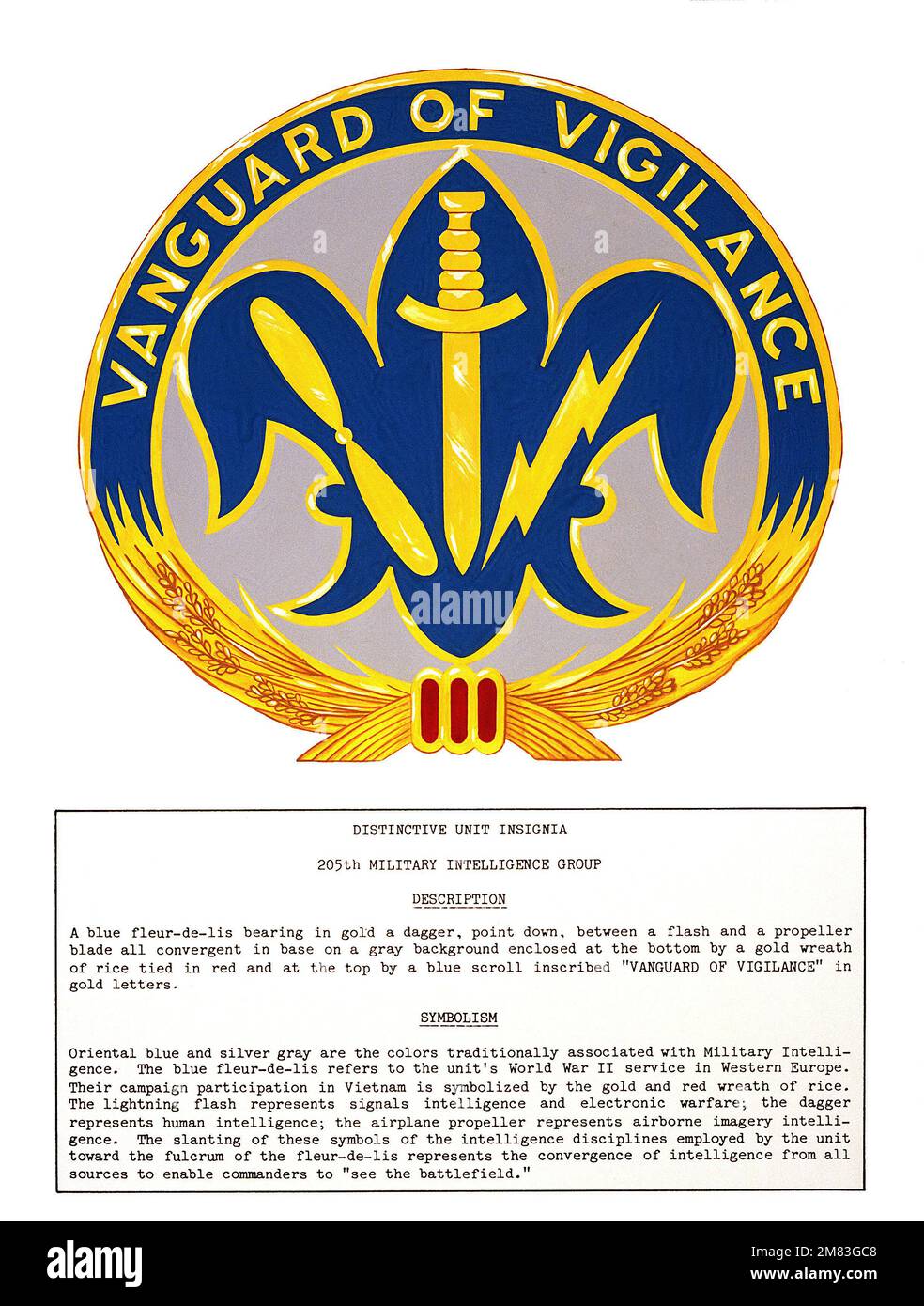 Unit insignia for: 205th Military Intelligence Group. Country: Unknown ...