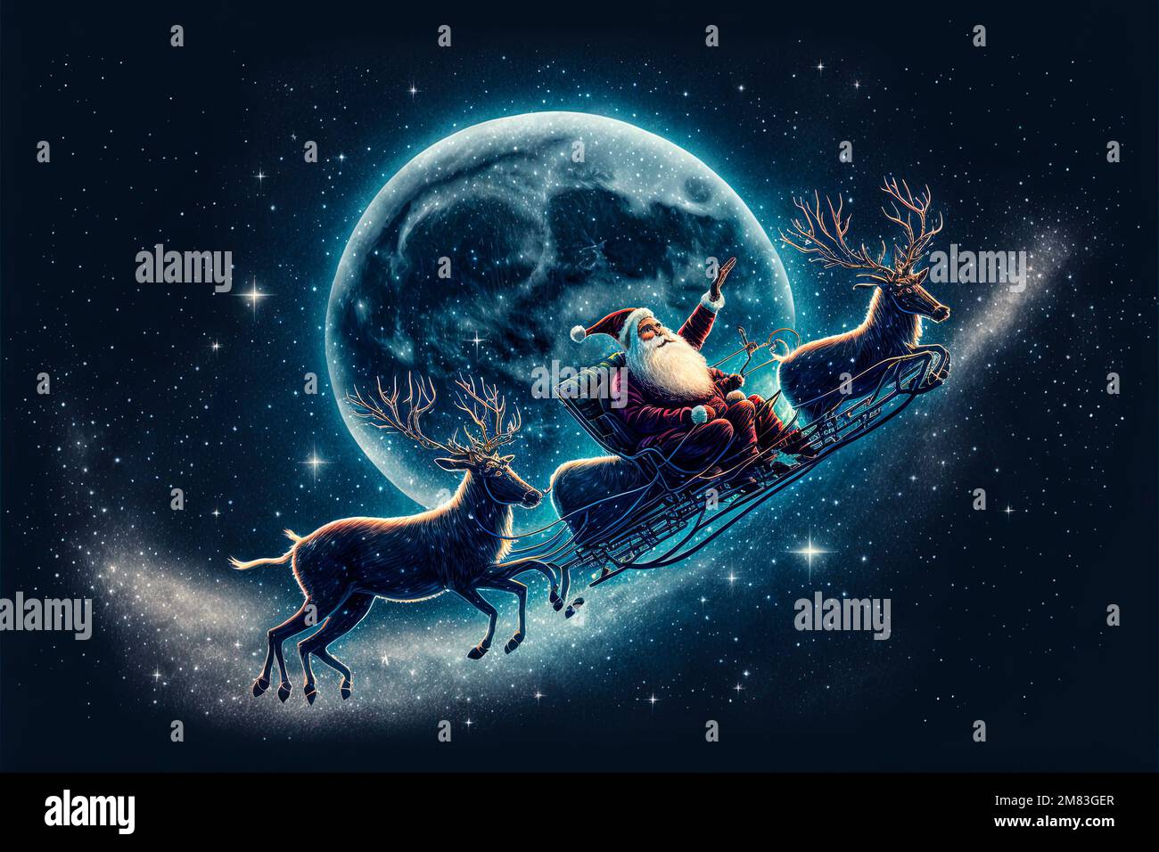 Santa Sleigh Flying Wallpaper