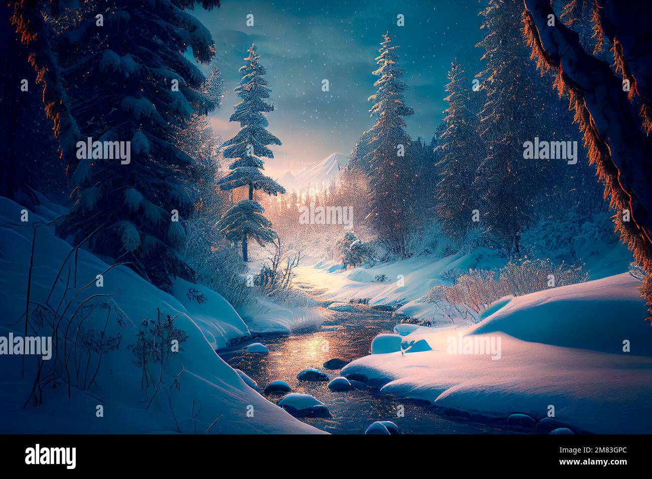 Snow Mountain Night Wallpaper