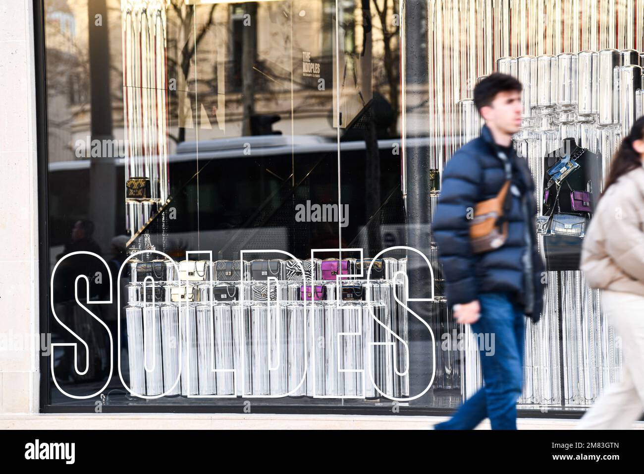Posters in various French stores, start of the shopping season with ...
