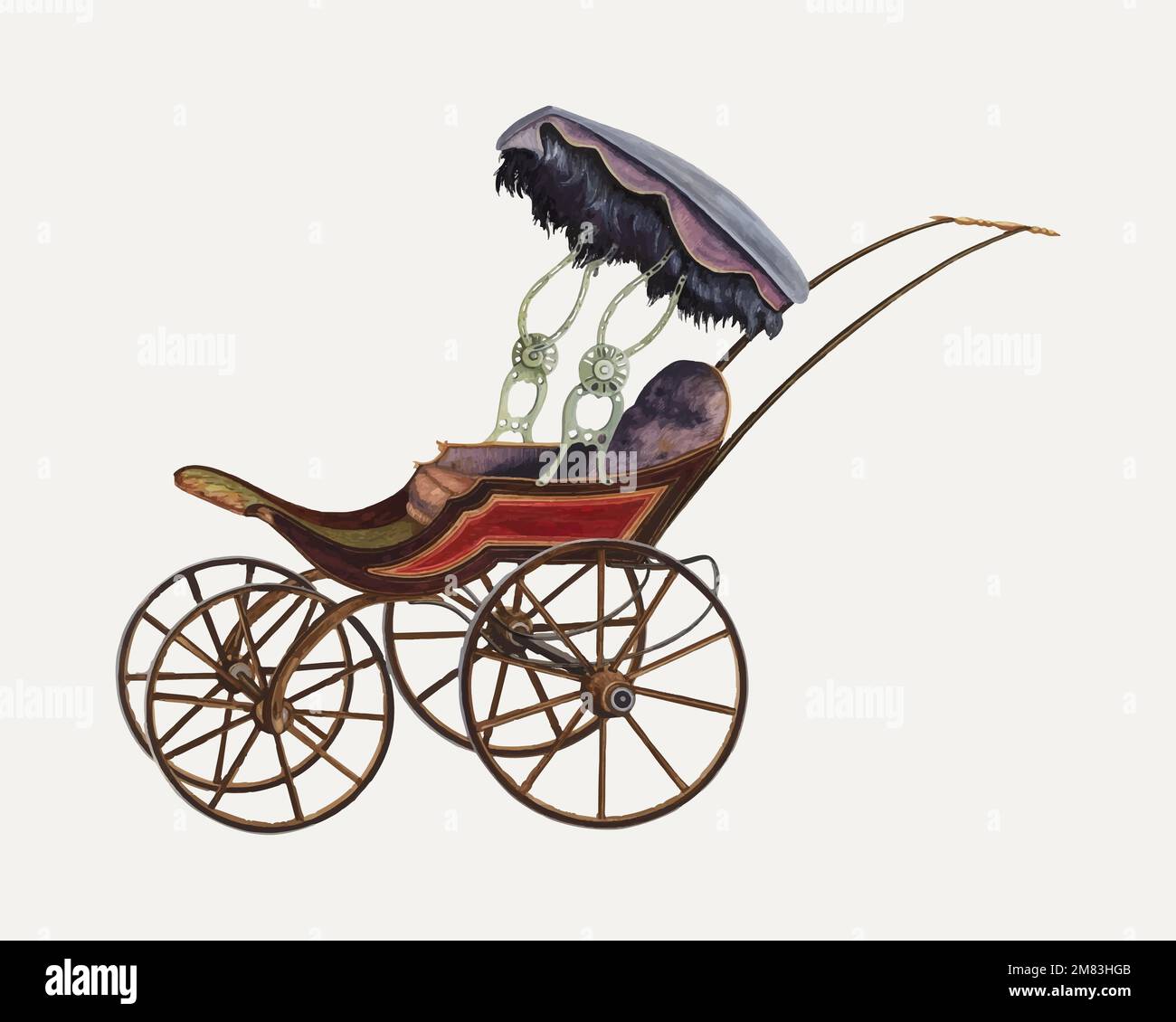 Vintage baby buggy vector illustration, remixed from the artwork by ...
