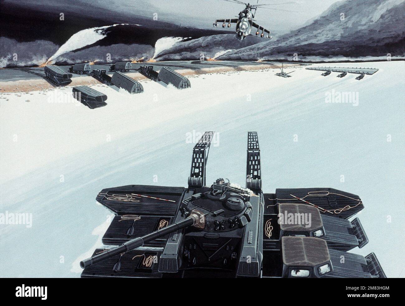 Artist's concept of a Soviets using pontoon bridges and other river ...