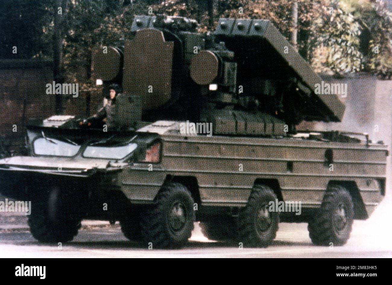 A left front view of a Soviet SA-8 tactical air defense system. Country ...