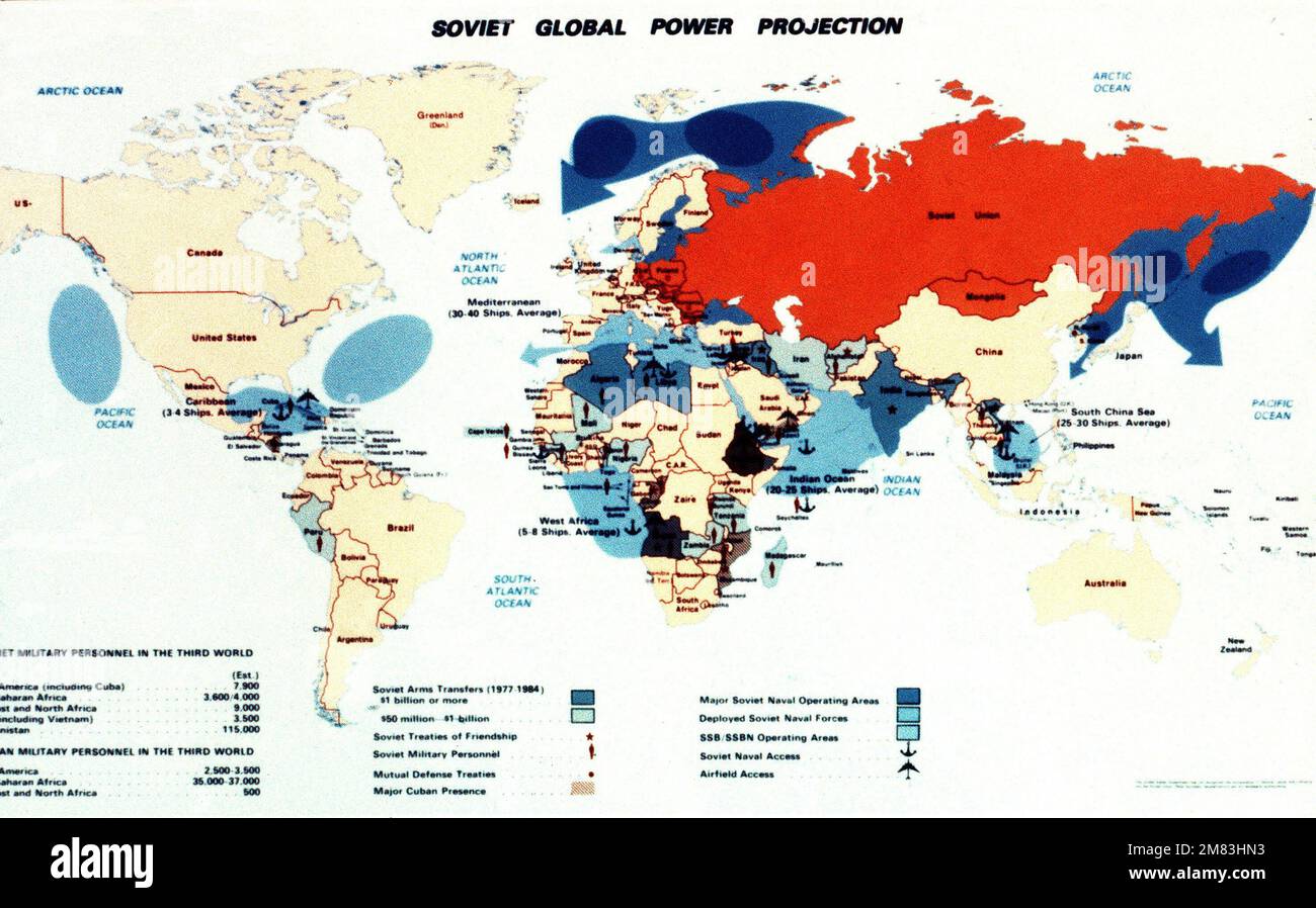 A map of Soviet global power projections. From Soviet Military Power ...