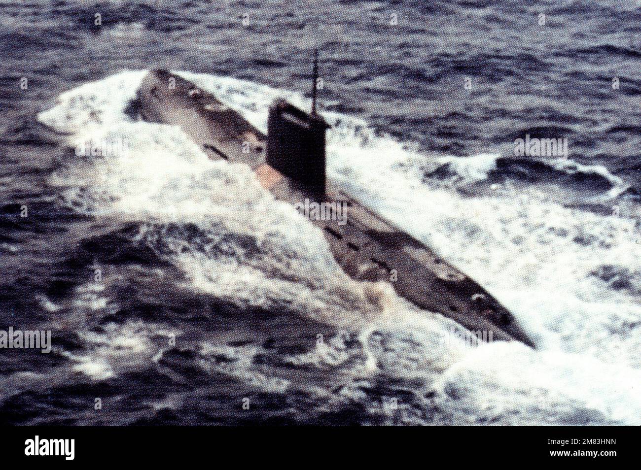 A port quarter view of a Soviet Tango-class long-range attack submarine ...