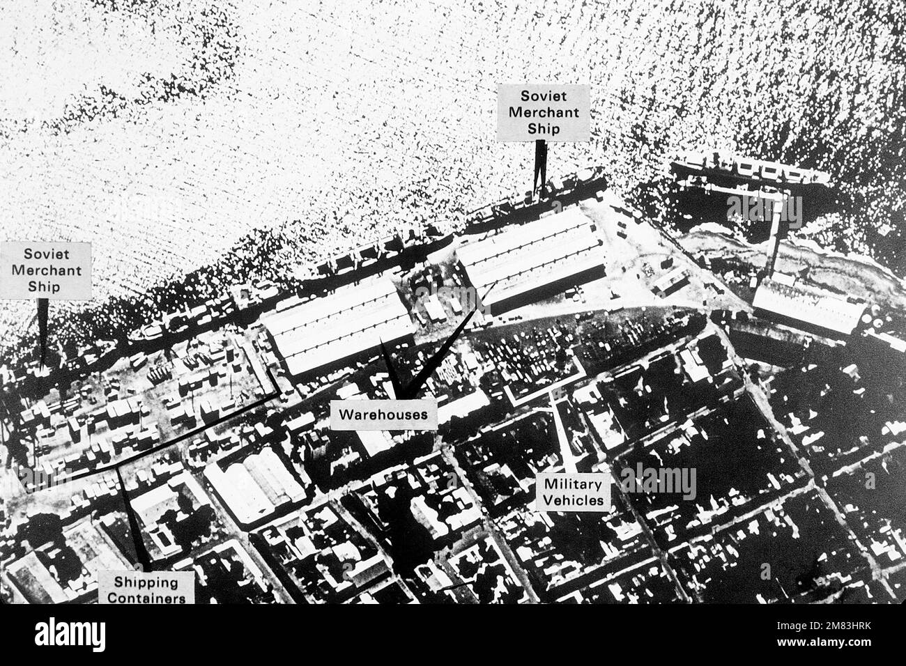 Aerial view of the port of Corinto, Nicaragua, where Soviet shipments ...