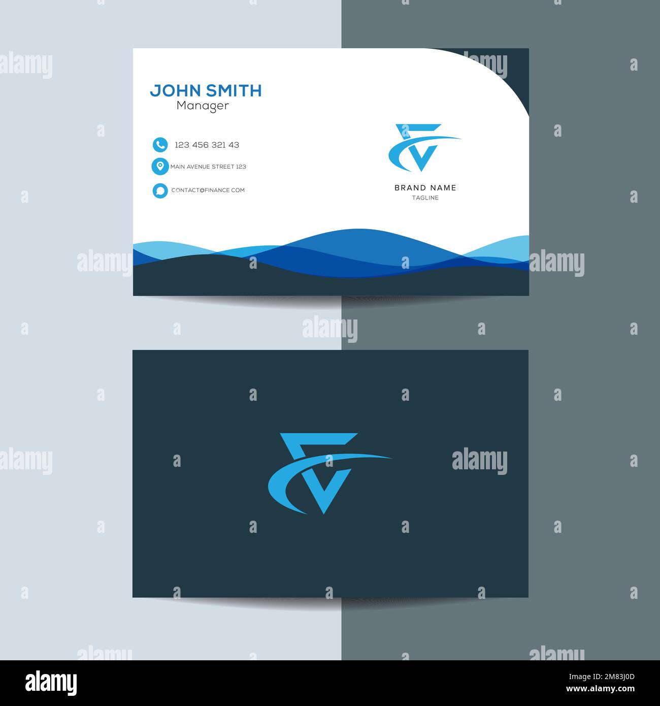 Business card design template. Double sided business card modern and ...