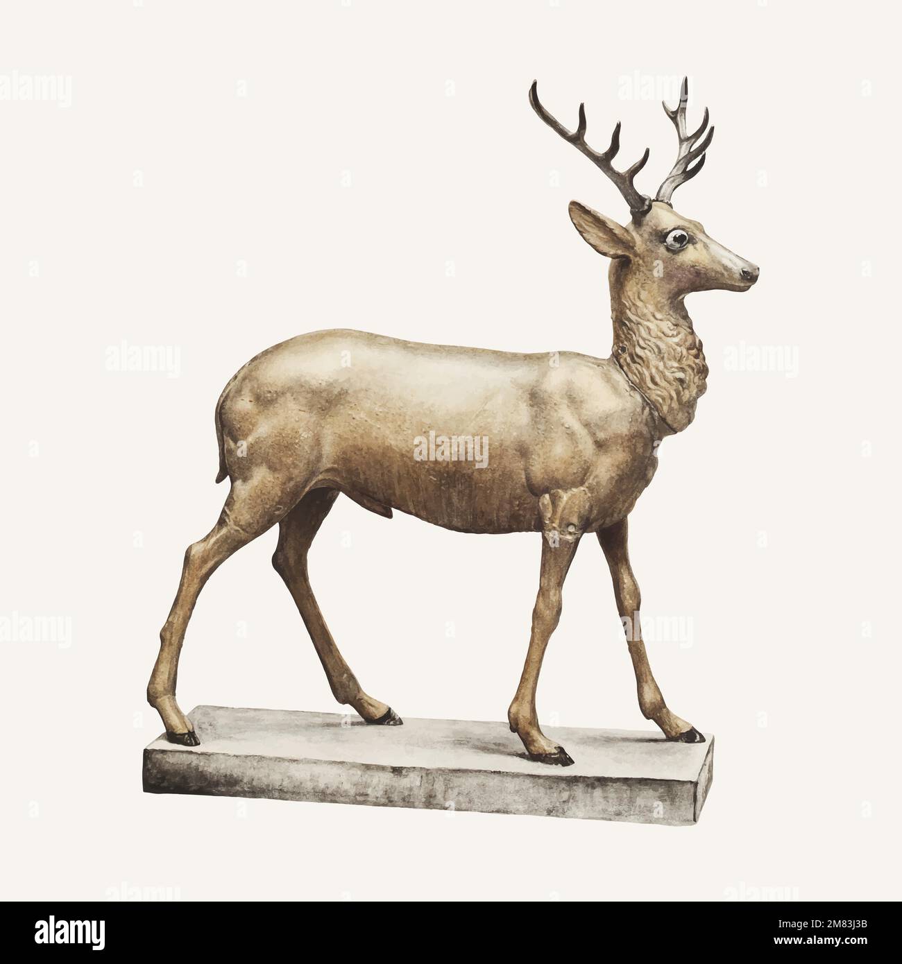 Vintage deer figure illustration vector, remixed from the artwork by ...