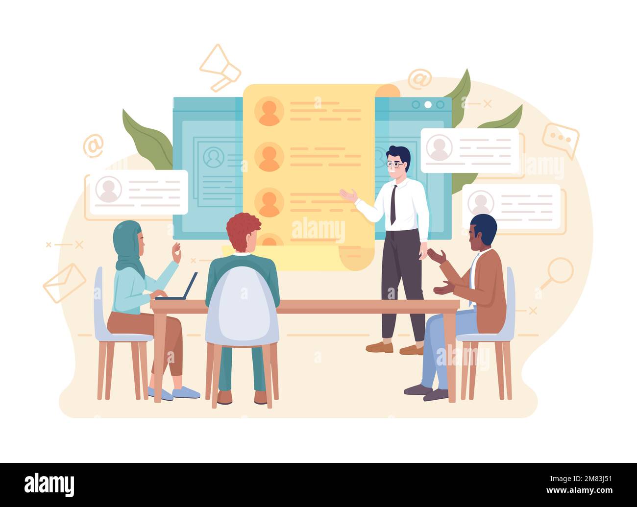 Candidate discussion flat concept vector illustration Stock Vector ...