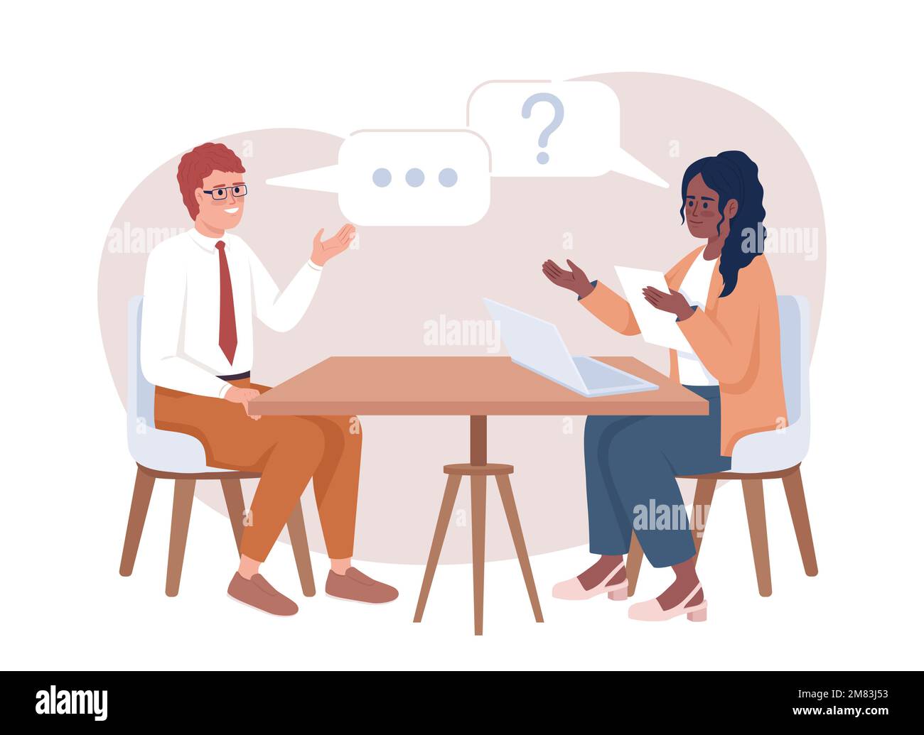 Employment interview 2D vector isolated illustration Stock Vector Image ...