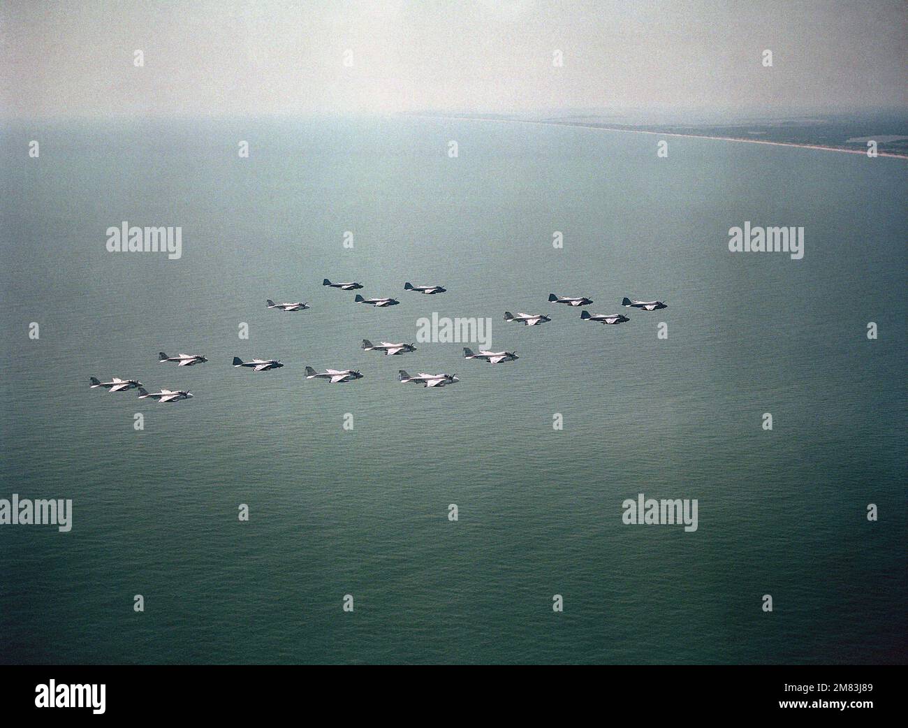 A formation of A-6E Intruder aircraft from Carrier Air Wing 7 en route ...