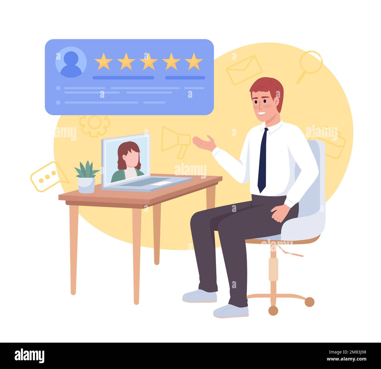 Remote job interview 2D vector isolated illustration Stock Vector Image & Art - Alamy