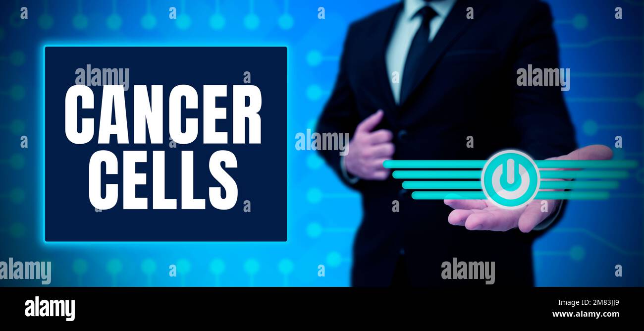 Text sign showing Cancer Cells. Concept meaning forming solid tumors or ...