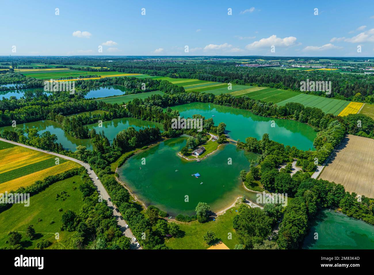 Aerial view to the region around the Sander Lake, a local recreation ...