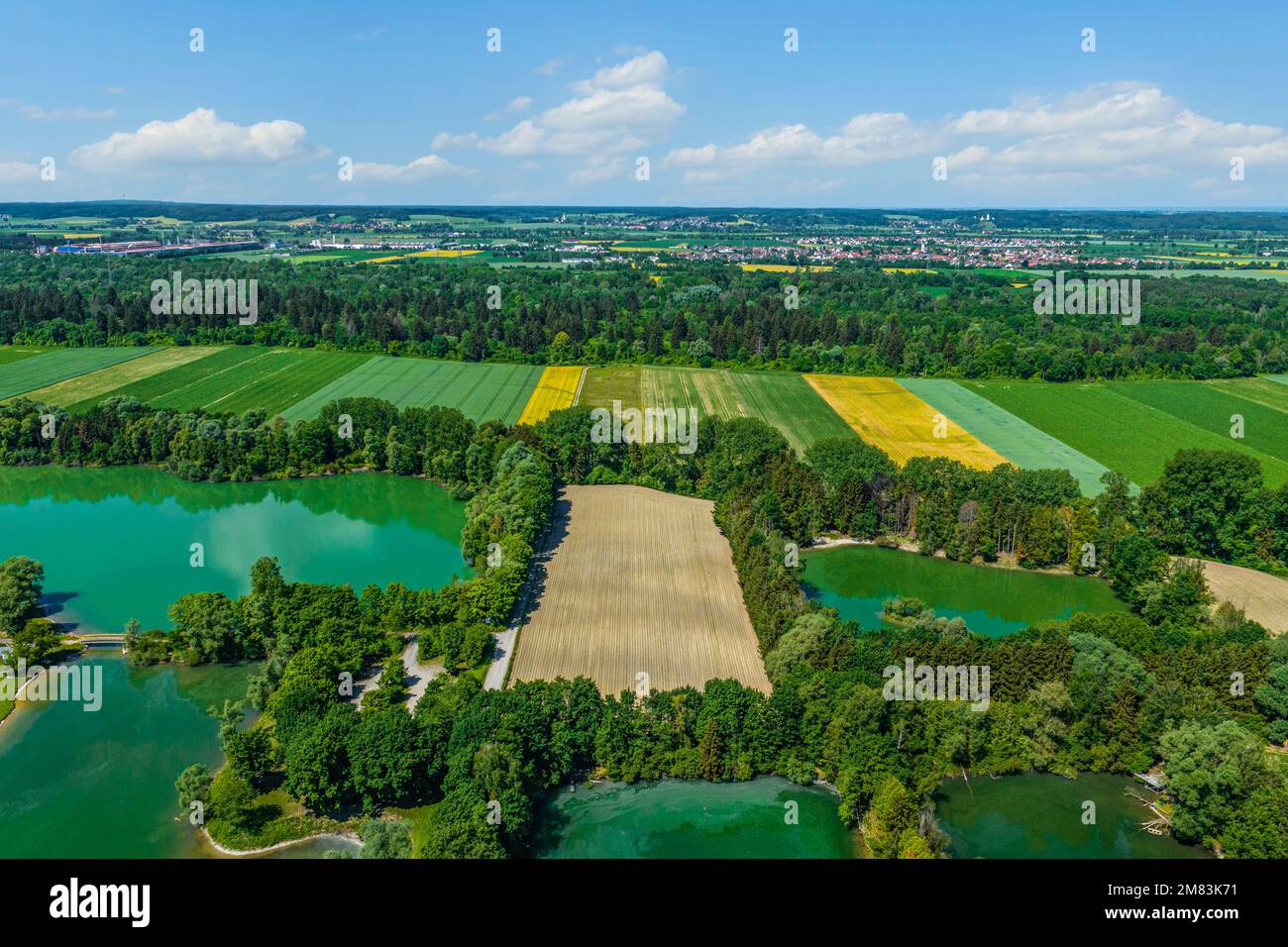Aerial view to the region around the Sander Lake, a local recreation ...