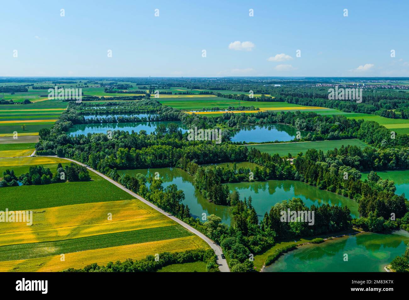 Aerial view to the region around the Sander Lake, a local recreation ...