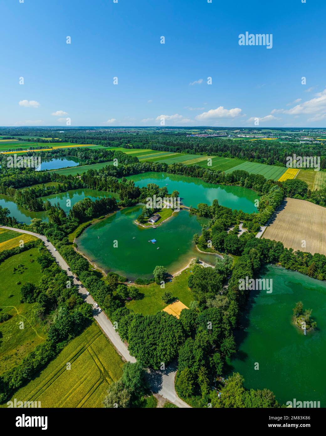 Aerial view to the region around the Sander Lake, a local recreation ...