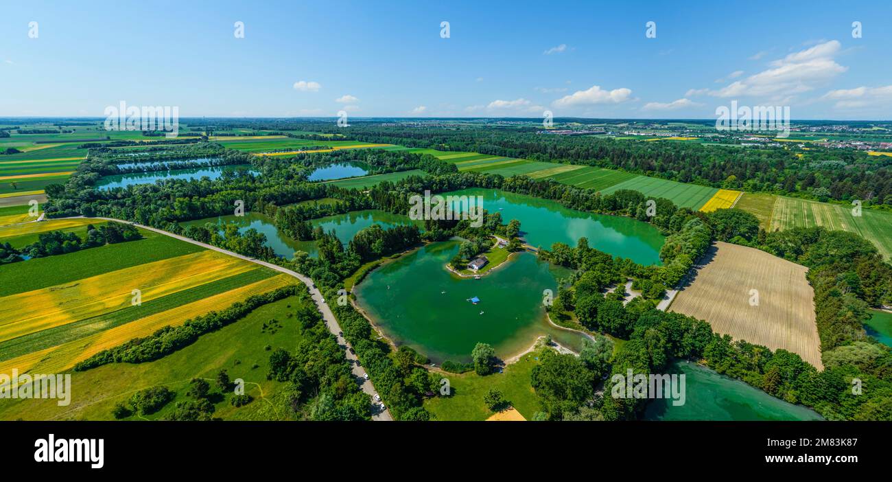 Aerial view to the region around the Sander Lake, a local recreation ...