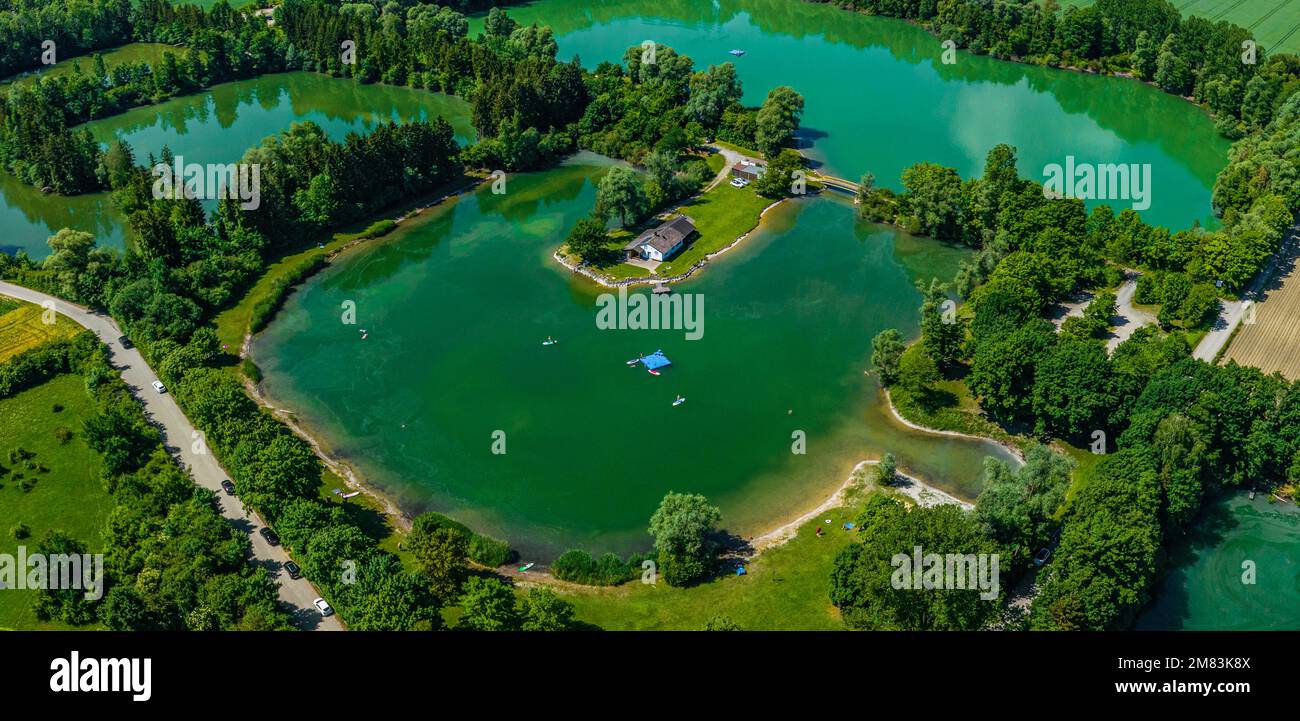 Aerial view to the region around the Sander Lake, a local recreation ...