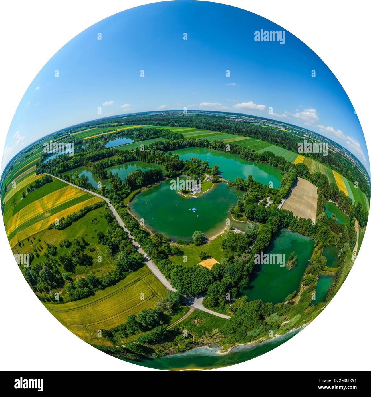 Aerial view to the region around the Sander Lake, a local recreation ...