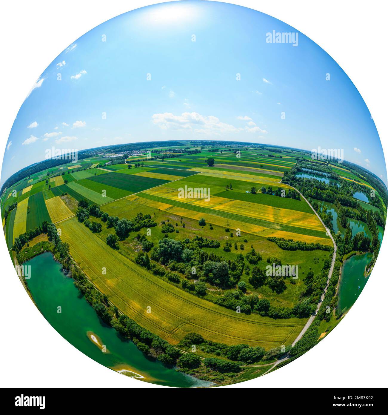 Aerial view to the region around the Sander Lake, a local recreation ...