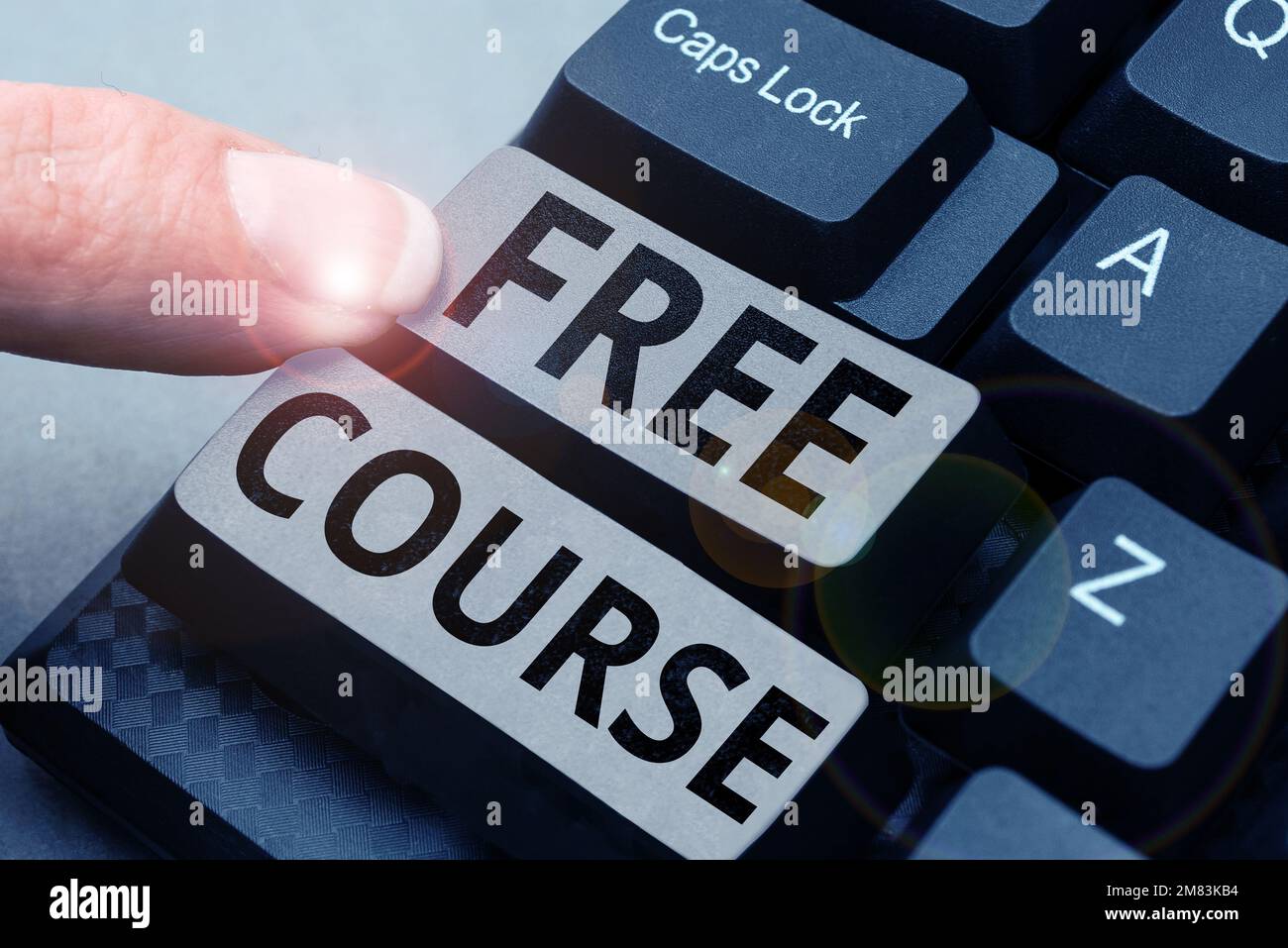 Hand writing sign Free Course. Business concept series of lessons or ...