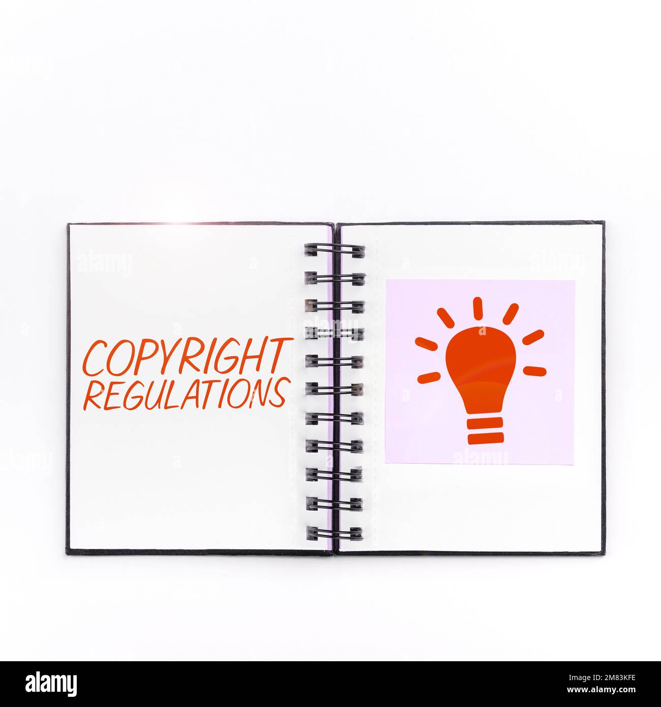 Text caption presenting Copyright Regulations. Word Written on body of ...