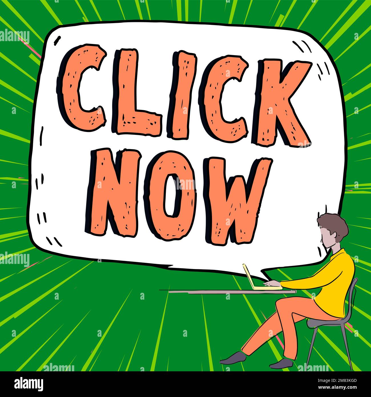 Text caption presenting Click Now. Business showcase pressing the ...