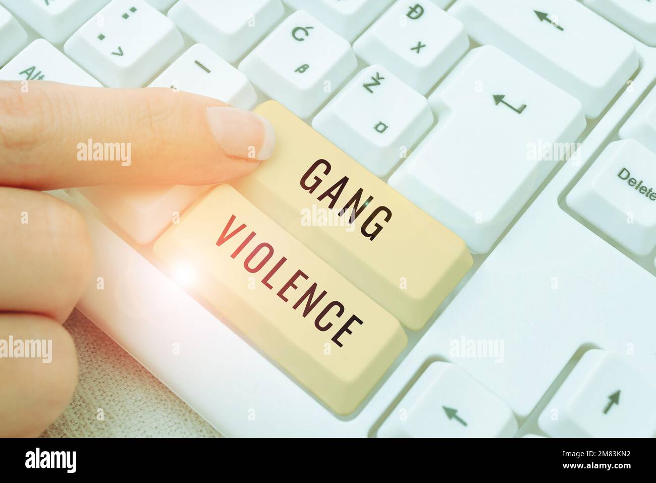 Hand writing sign Gang Violence. Business showcase infringement of the ...