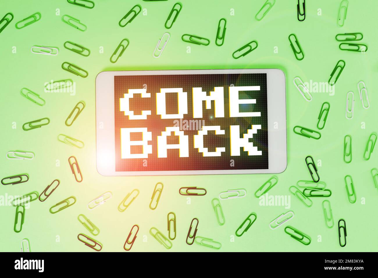 Conceptual caption Come Back. Business showcase asking for a person to ...