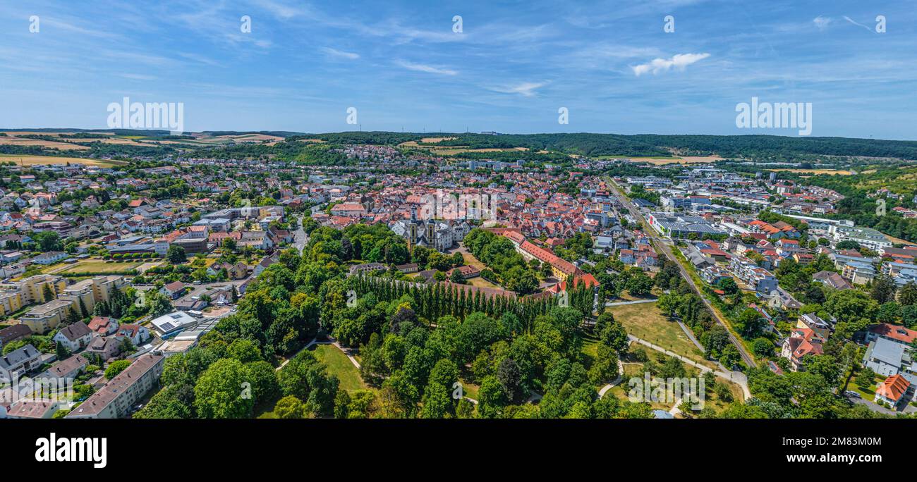 Aerial view to Bad Mergentheim in the Tauber Valley - around the spa ...