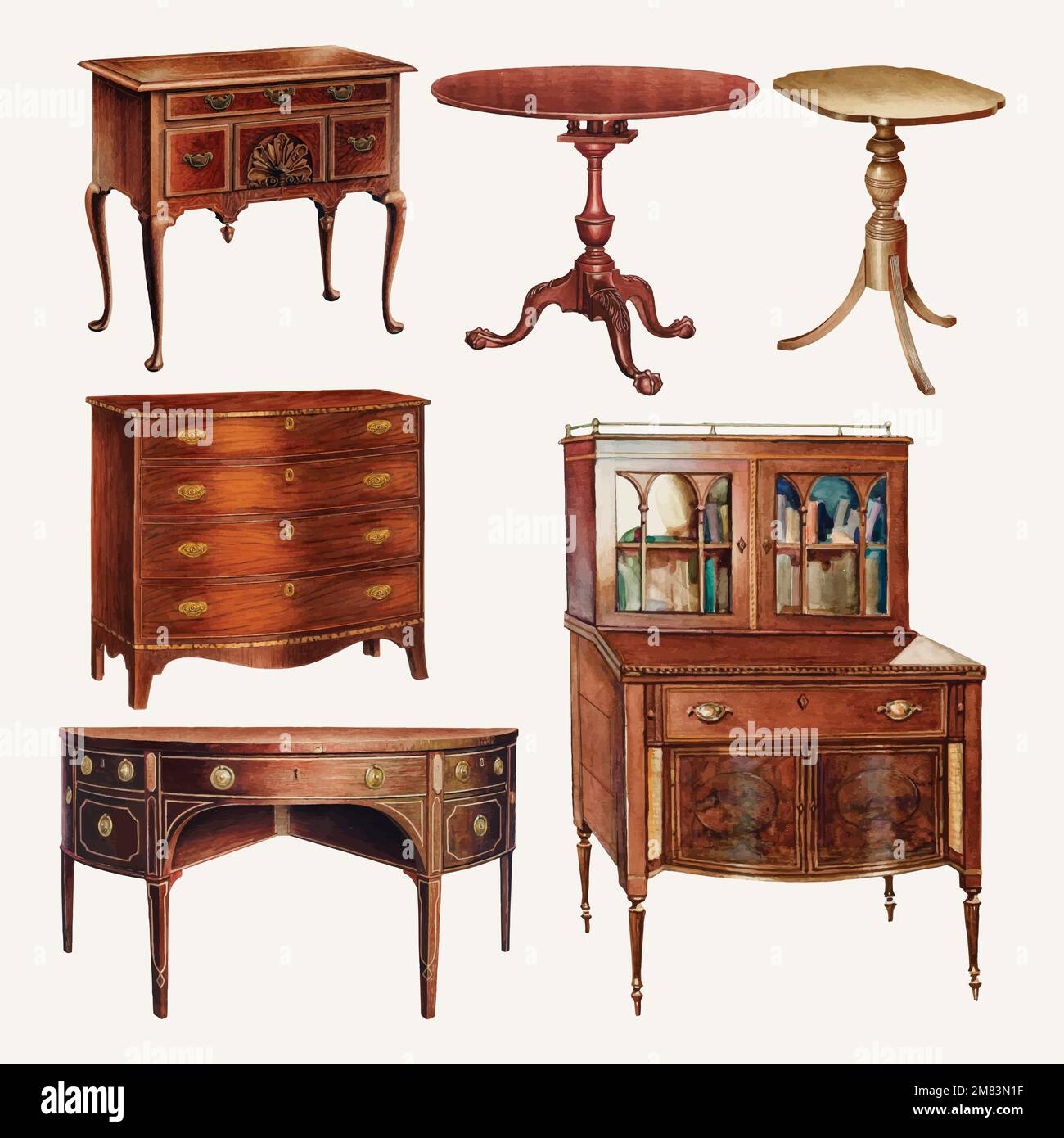 Vintage furniture illustration vector set, remixed from public domain ...