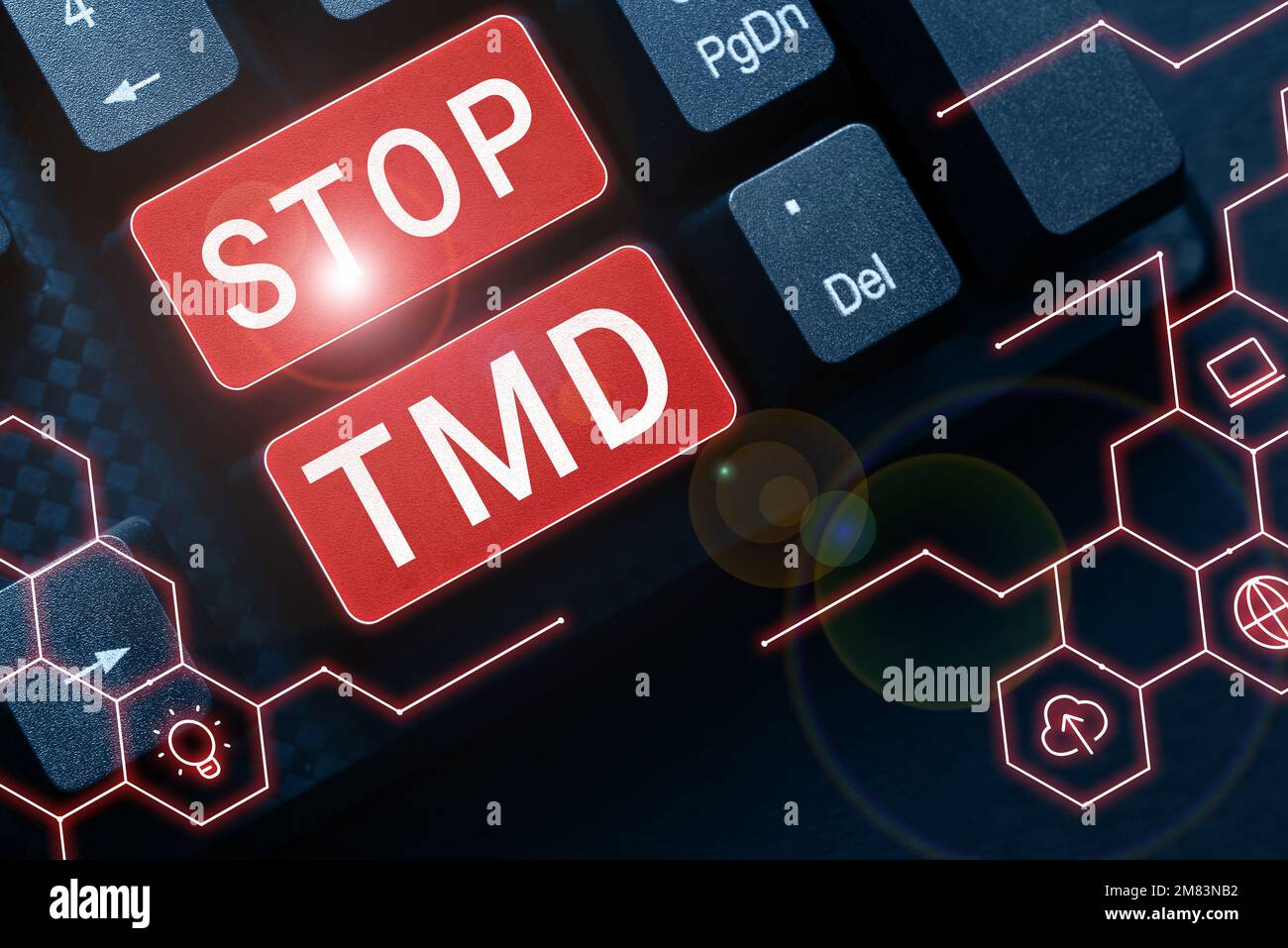 Hand writing sign Stop Tmd. Concept meaning Prevent the disorder or ...