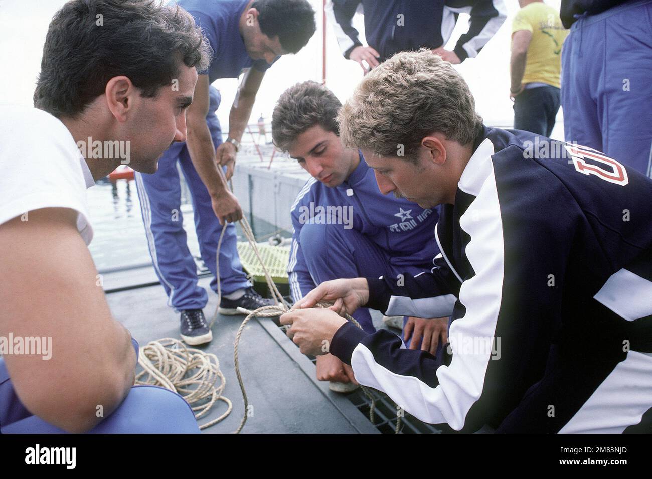 Contestants demonstrate knot-tying skills during the international ...