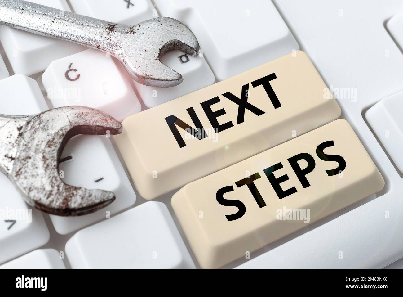 Text sign showing Next Steps. Business showcase numper of process going ...