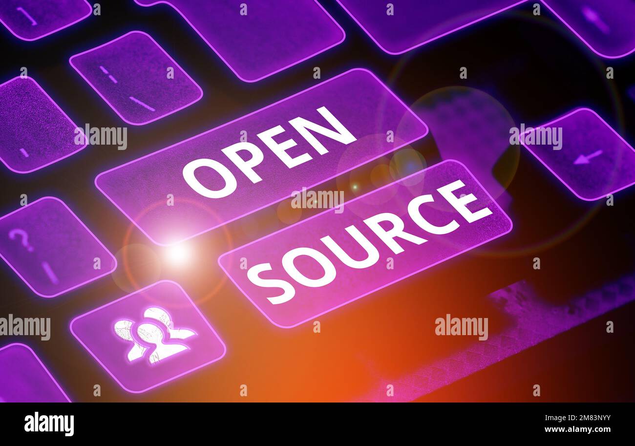 Writing displaying text Open Source. Business showcase denoting software which original source ...