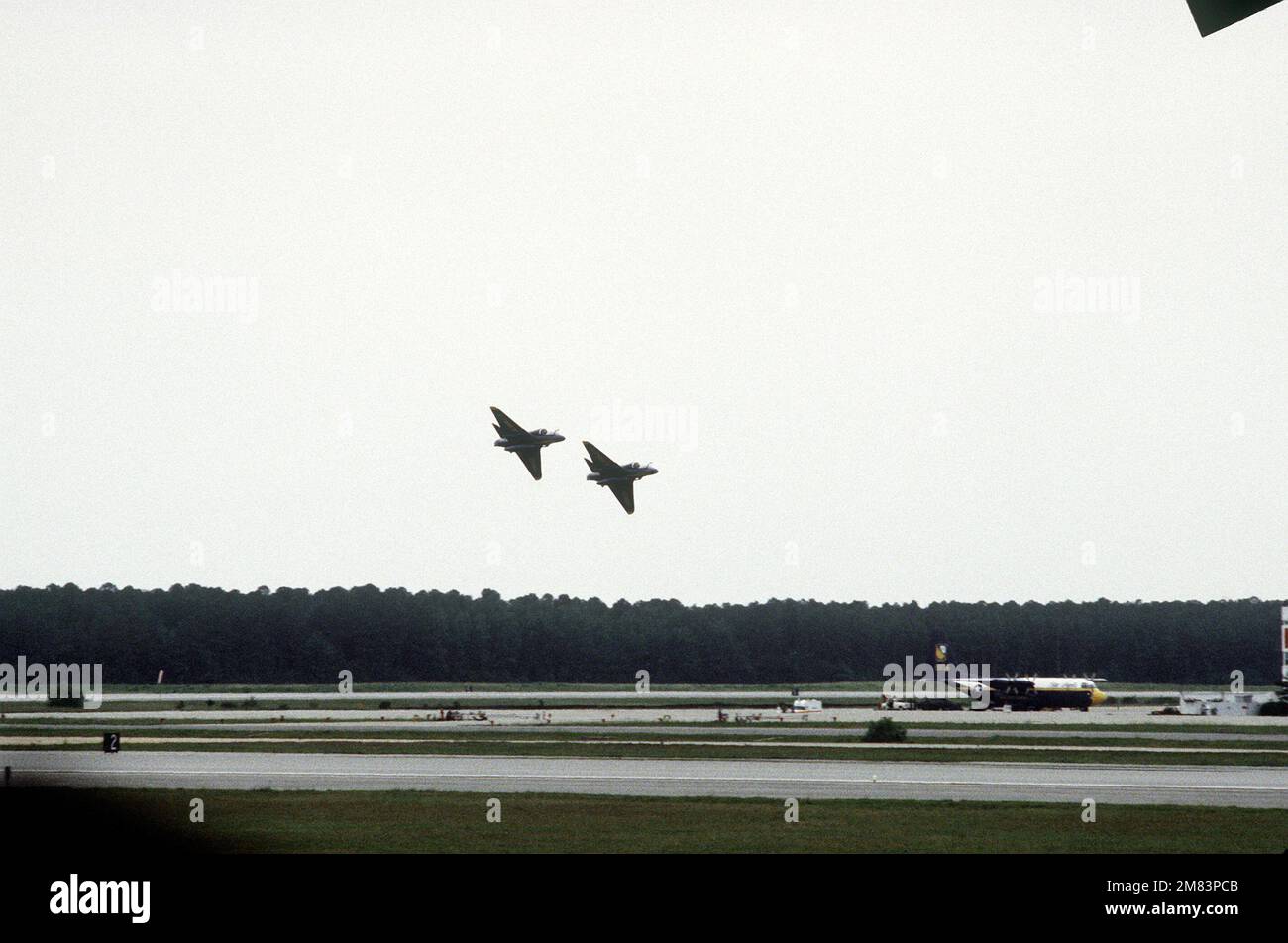 Two A-4F Skyhawk aircraft of the Navy Blue Angels precision flight team ...