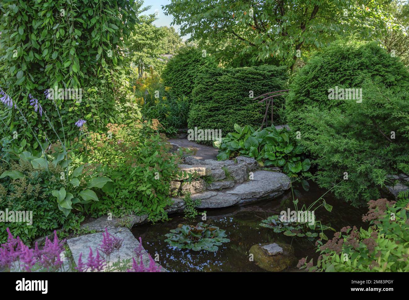 Corner of garden in japanese style , well-maintained botanical garden ...