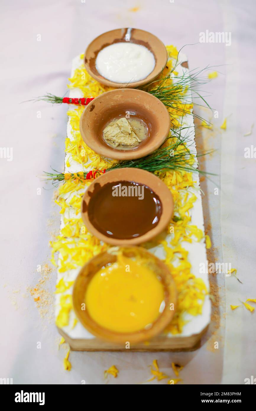 Indian rituals on an auspicious day to perform pooja by placing coconut ...