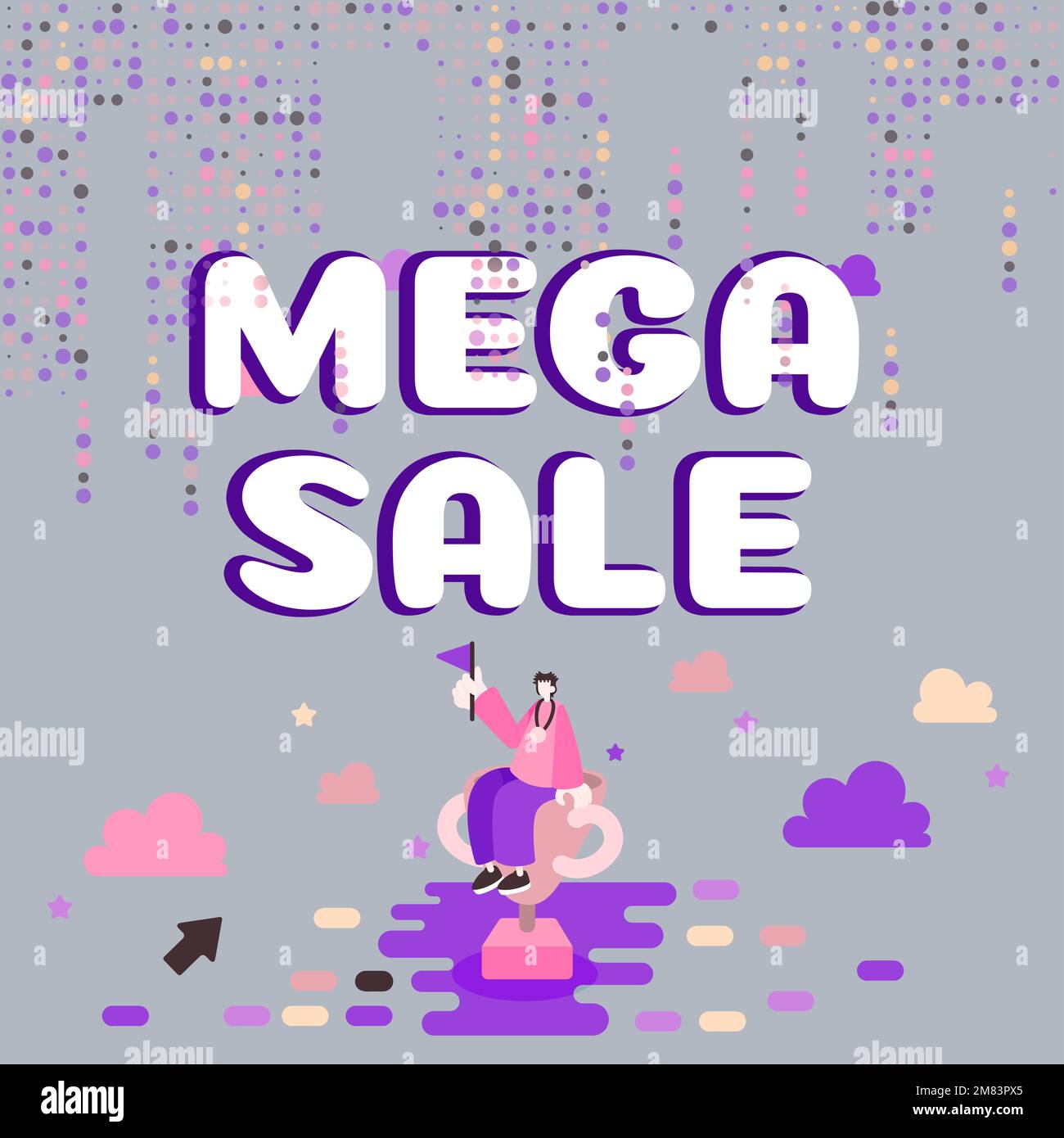 Sign displaying Mega Sale. Word for The day full of special shopping ...