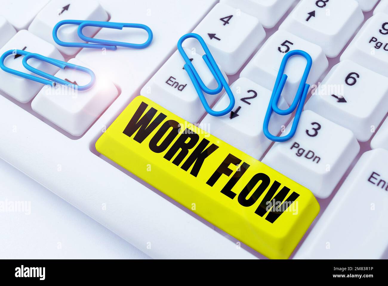 Text caption presenting Work Flow. Conceptual photo Continuity of a ...