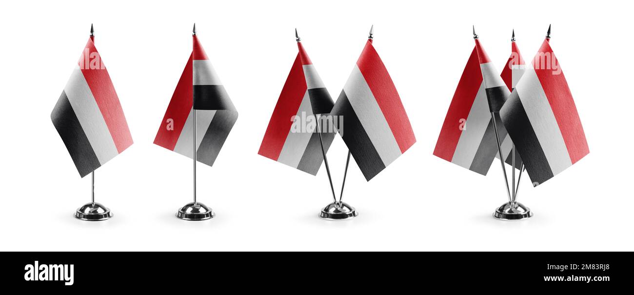 Small national flags of the Yemen on a white background Stock Photo - Alamy