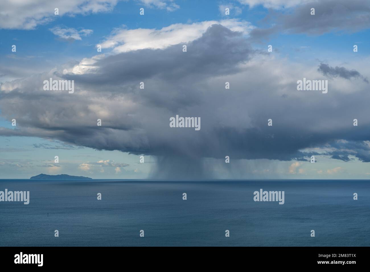 Rain cell off the coast in the Bay of Plenty clearly defined Stock ...