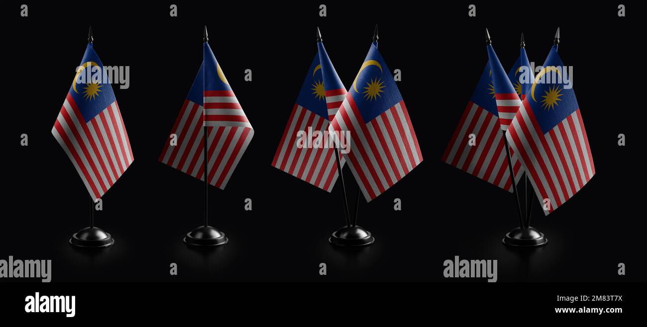 Small national flags of the Malaysia on a black background Stock Photo ...