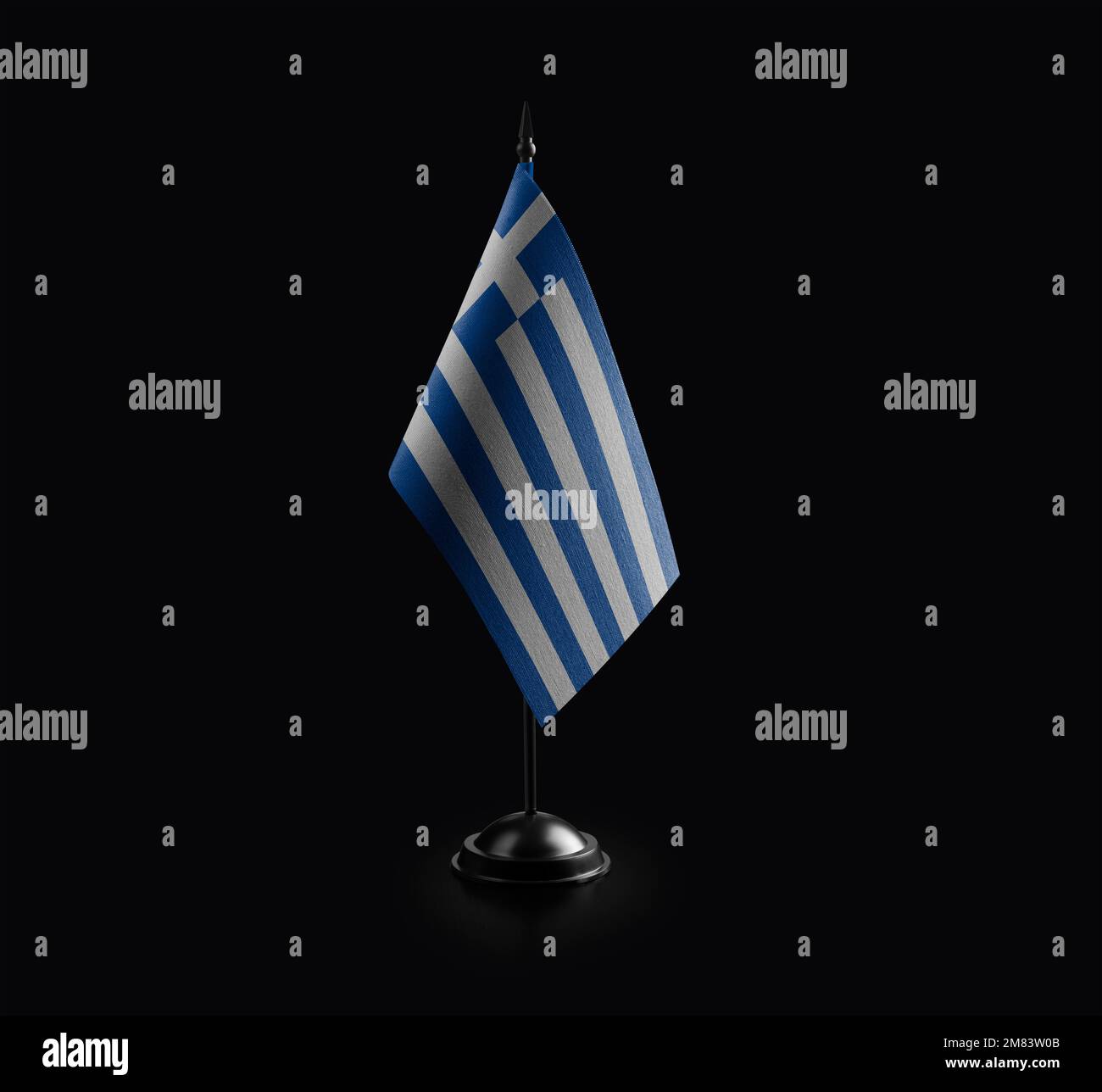 Small national flag of the Greece on a black background Stock Photo - Alamy